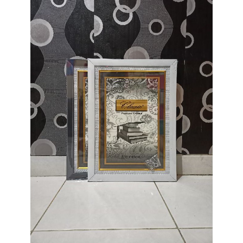 PUTIH HITAM Black and White minimalist 30x45 linen photo frame | Shopee ...