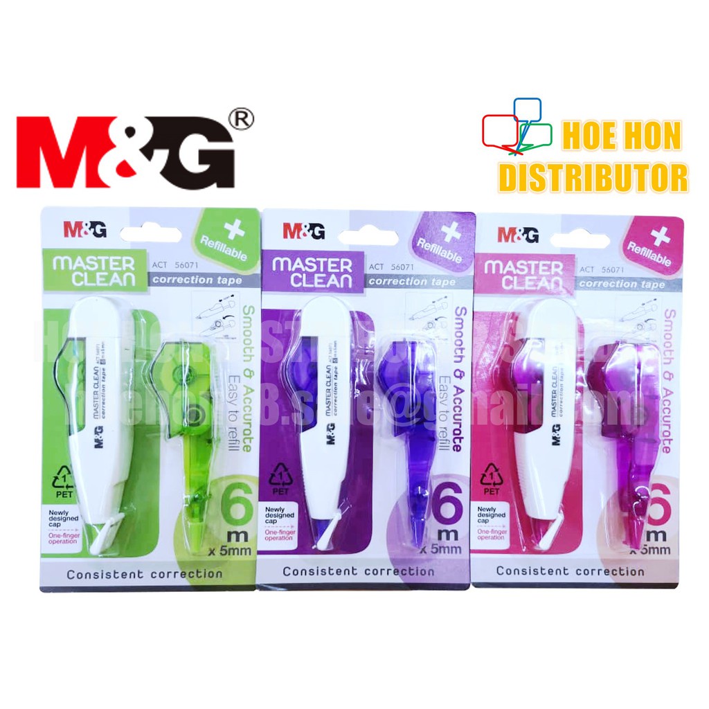 M&G Master Clean Refillable Correction Tape Body + Refill 2pcs 5mm x 6m ...