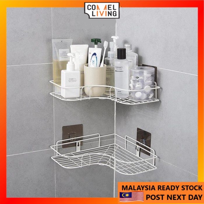 Bathroom Toilet Corner Rack Corner Shelf Metal Corner Rack No Drilling ...