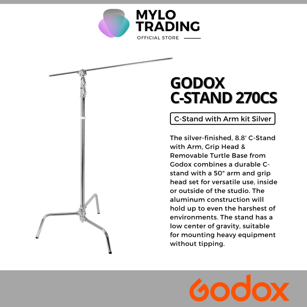 Godox C-Stand 240CS / 270CS with Arm, Grip Head & Removable Turtle Base ...