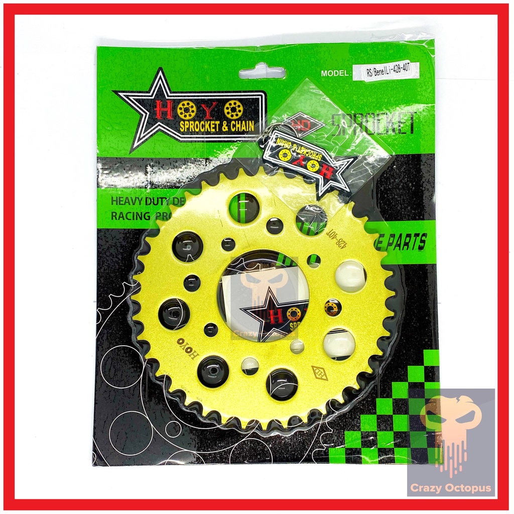 HOYO REAR SPROCKET GOLD RS150R / RFS150 428 38T/39T/40T/41T/42T/43T/44T ...