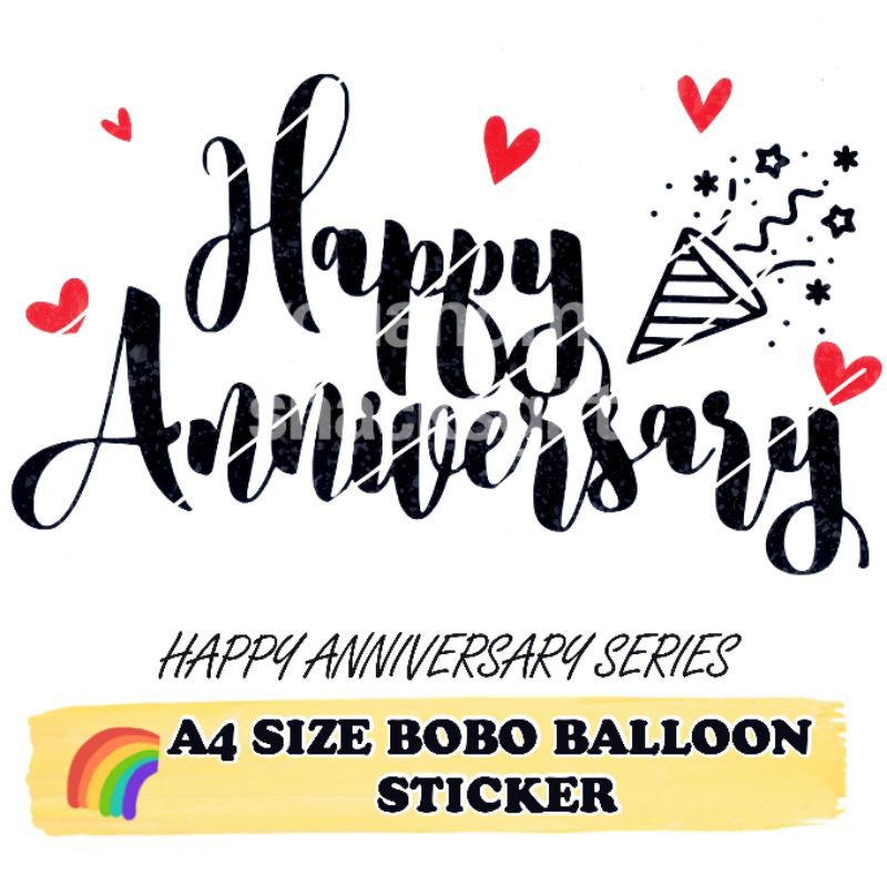 Happy Anniversary Sticker A4 Size 16-30inch bobo balloon DIY sticker ...