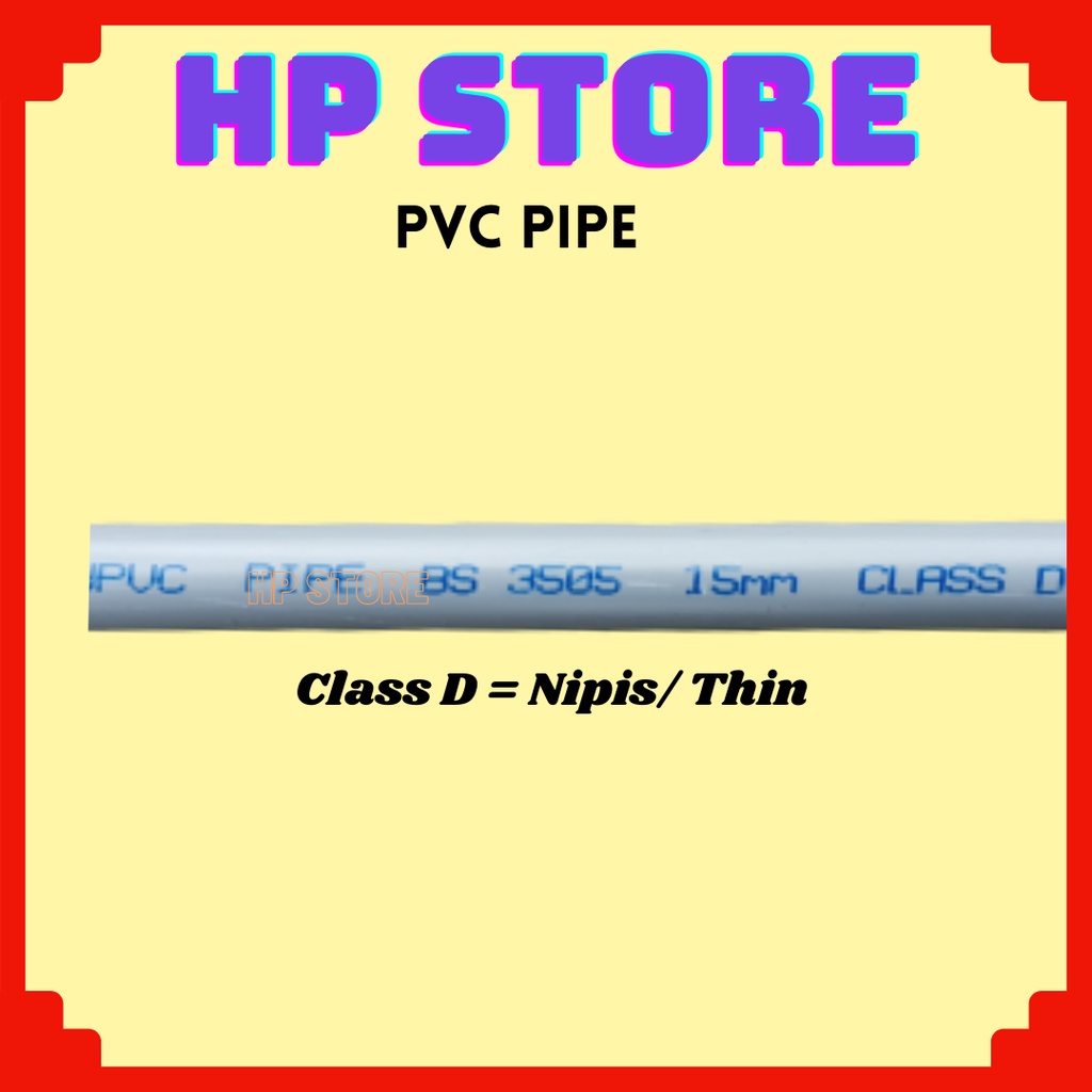 Grey PVC Pipe Grey Tebal Sederhana Nipis Size: 1/2" = 15MM / 3/4" = 20MM / 1" = 25MM CLASS: D, 6 ...