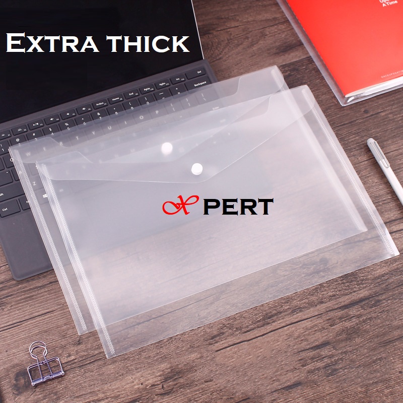 🔥EXTRA THICK🔥A4 pocket files clear thicker button folder L SHAPE white ...