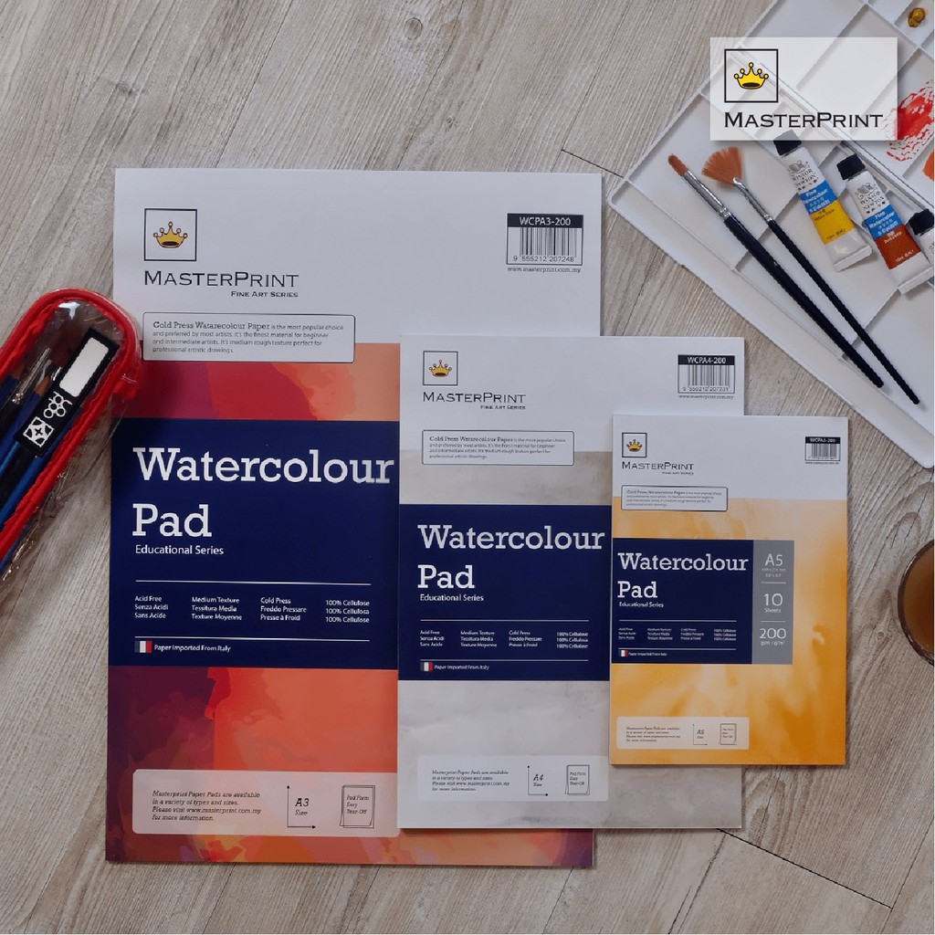 Masterprint Italy Grade Watercolour Paper Pad A5/A4/A3 (200gsm ...