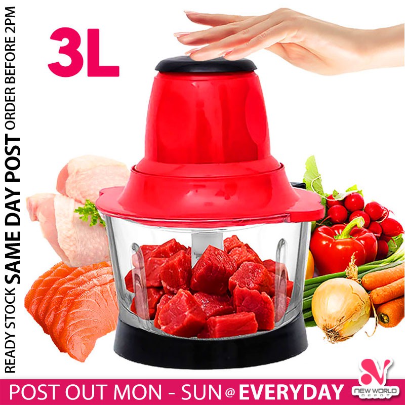 𝗫𝗟 𝟯𝗟 》 Stainless Steel Electric Food Chopper Meat Grinder Slicer ...