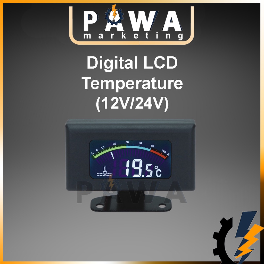 Pawa Sihai Digital LCD Electronic Water Temperature Gauge Temp Meter With Warning Alert 12V/24V ...