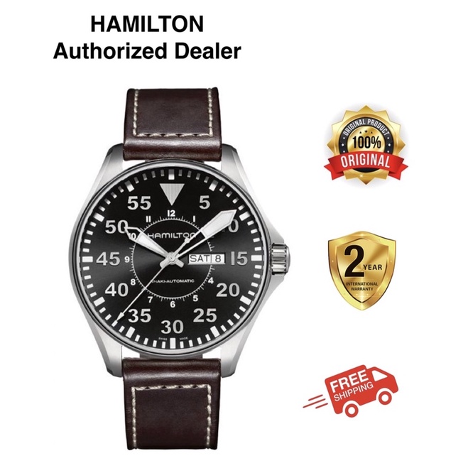 HAMILTON H64715535 KHAKI AVIATION PILOT DAY DATE AUTO | Shopee Malaysia