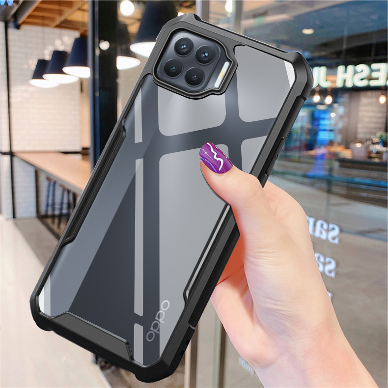 For OPPO A93 Case Silicone Shockproof Crystal Clear Hard PC Bumper ...