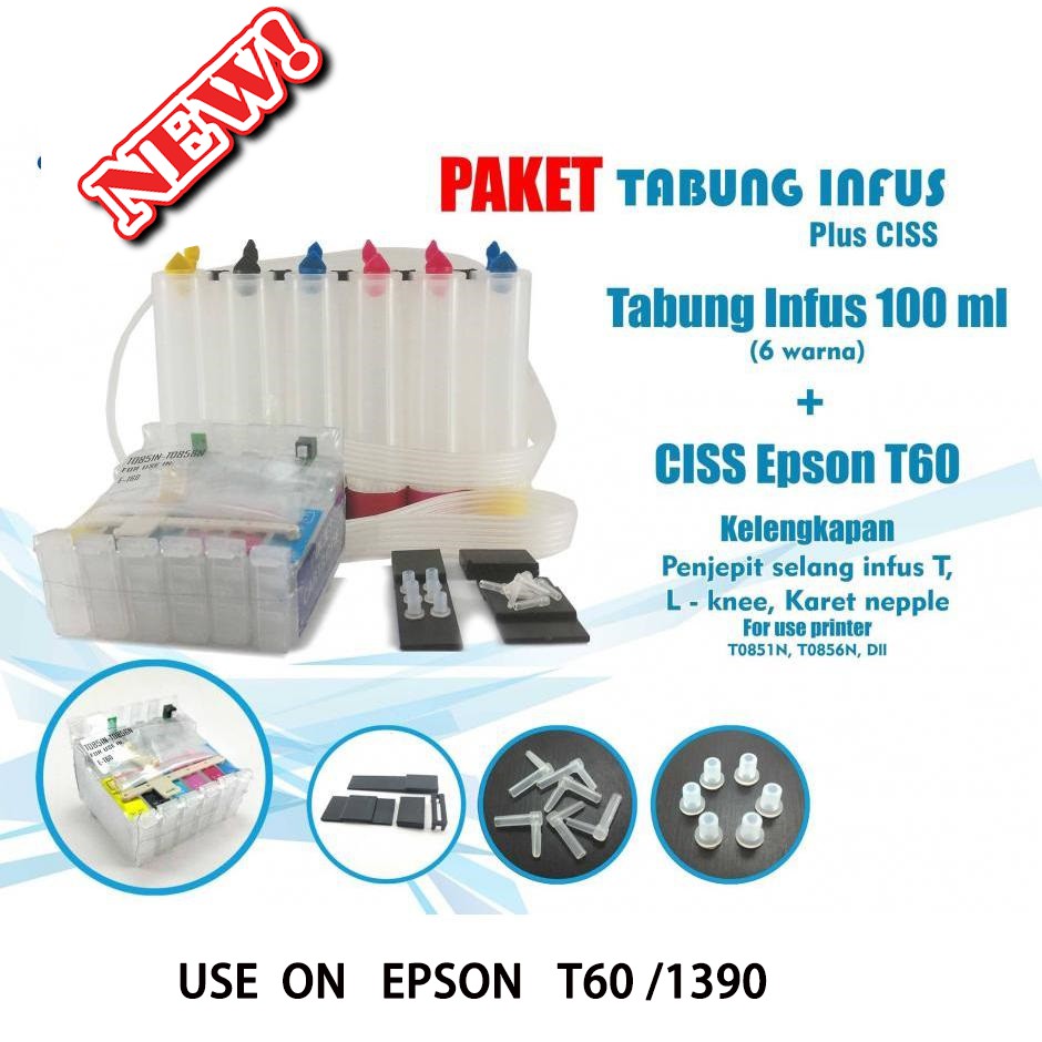 Compatible Epson T60/1390 Paket Tabung Infus (Ink 6 Tank)+CISS Cartridge empty | Shopee Malaysia