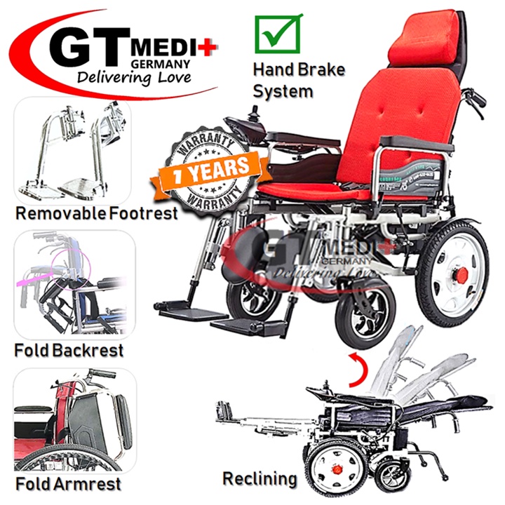 E05-L-47 GT MEDIT GERMANY Lie Down Reclining Electric Wheelchair Foldable Travel Wheel Chair ...