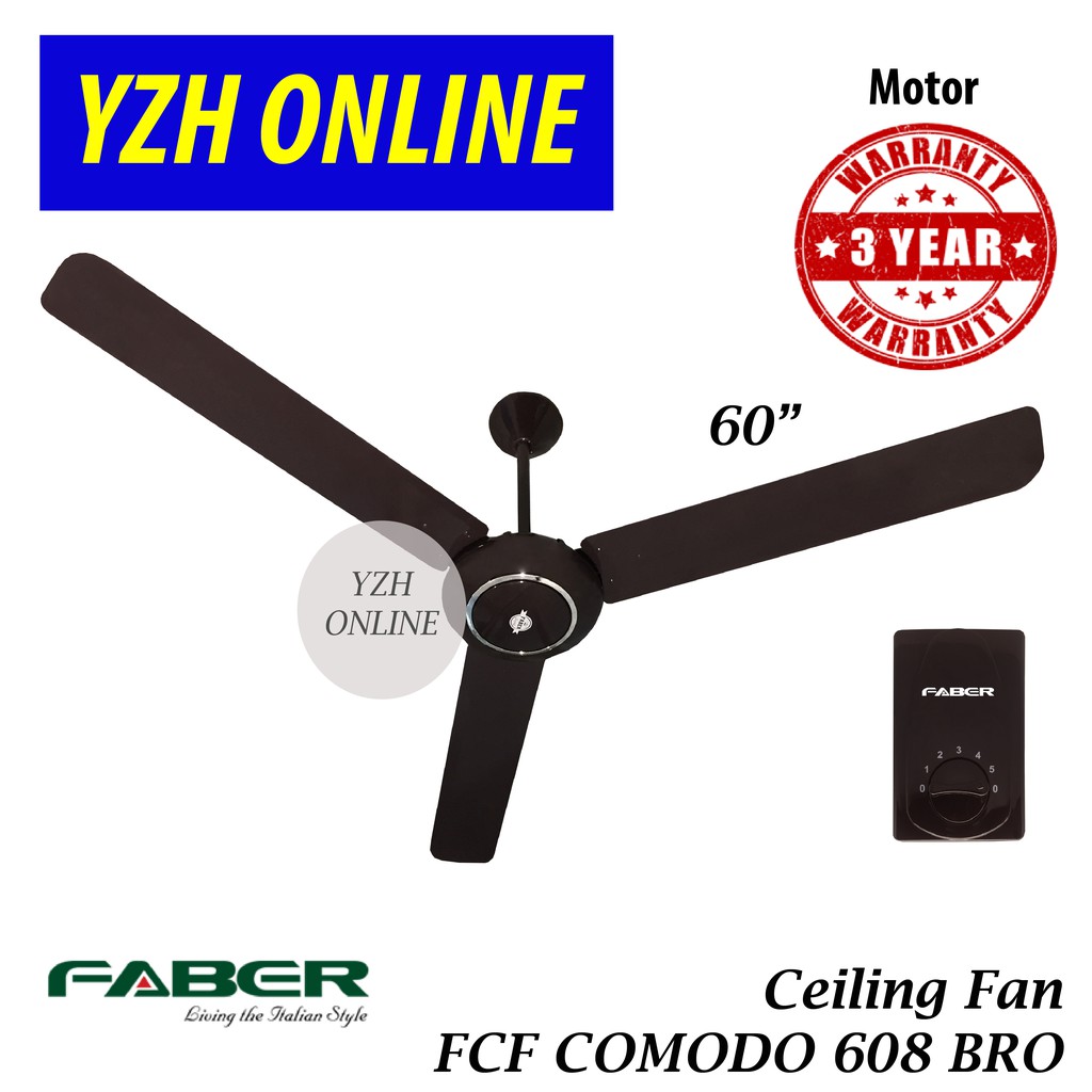Faber Ceiling Fan FCF COMODO 608 BRO 60" | Shopee Malaysia
