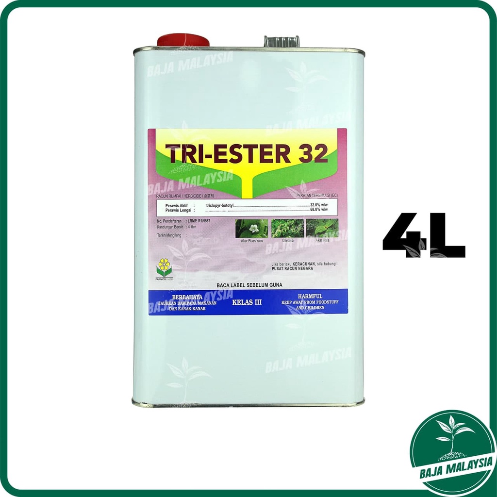 FARMCOCHEM Tri-Ester 32 4 Liter Triclopyr-Butotyl 32% Herbicide Racun ...