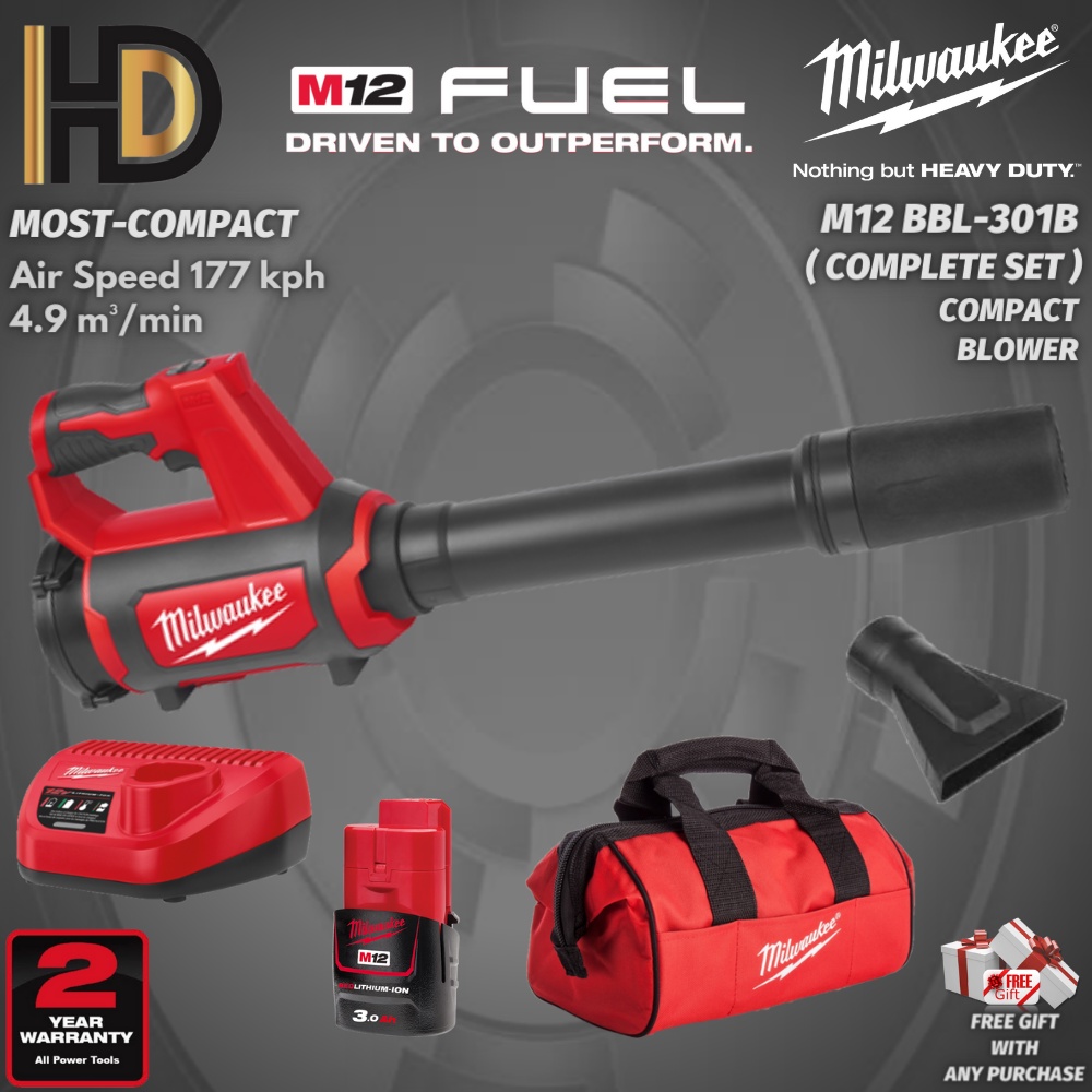 Milwaukee M12 BBL Compact Blower / High Performance Blower / 2 Year ...