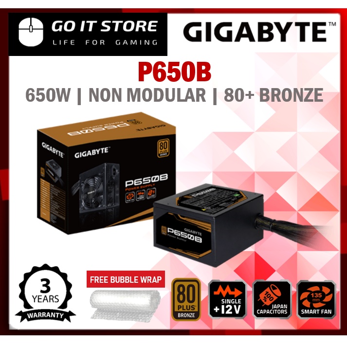 GIGABYTE P550B / P650B 80 PLUS BRONZE POWER SUPPLY (550W / 650W ...