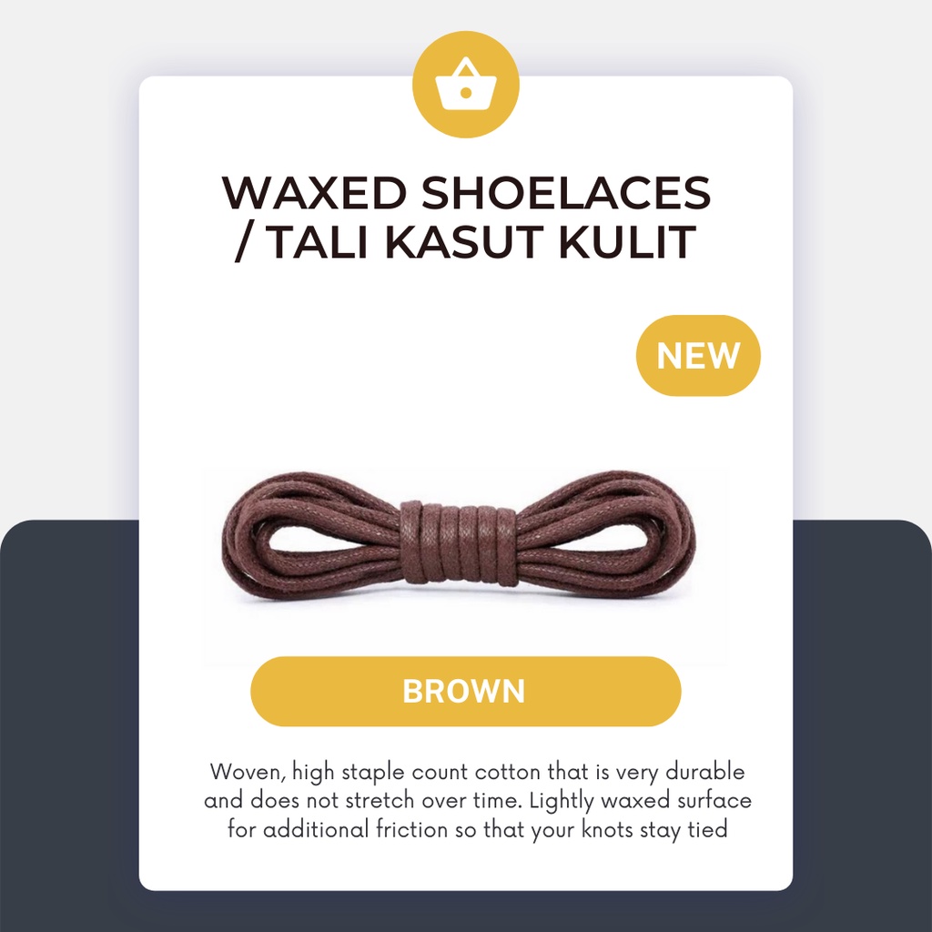 (NEW) BROWN Round Shoelace Tali Kasut Coklat Perang untuk Kasut Kulit ...