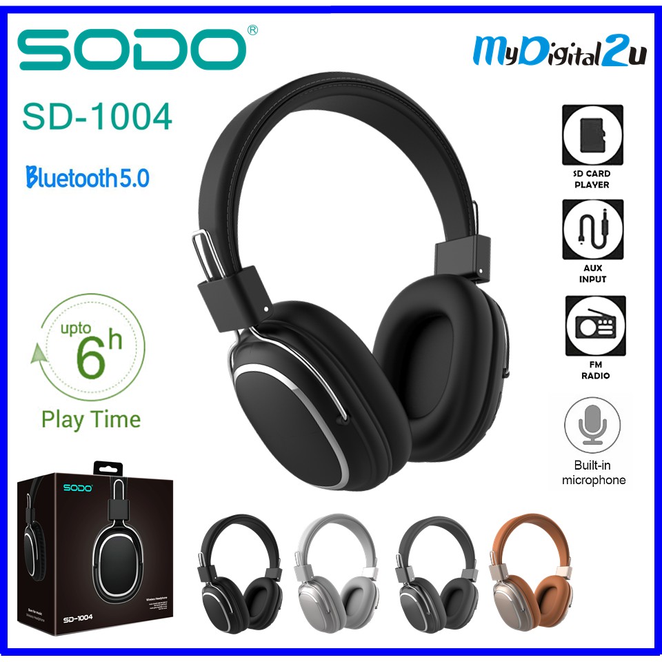 SODO SD-1004 Dual Mode (Wired & Wireless) Bluetooth 5 with AUX, TF Card, FM Headphone | Shopee ...