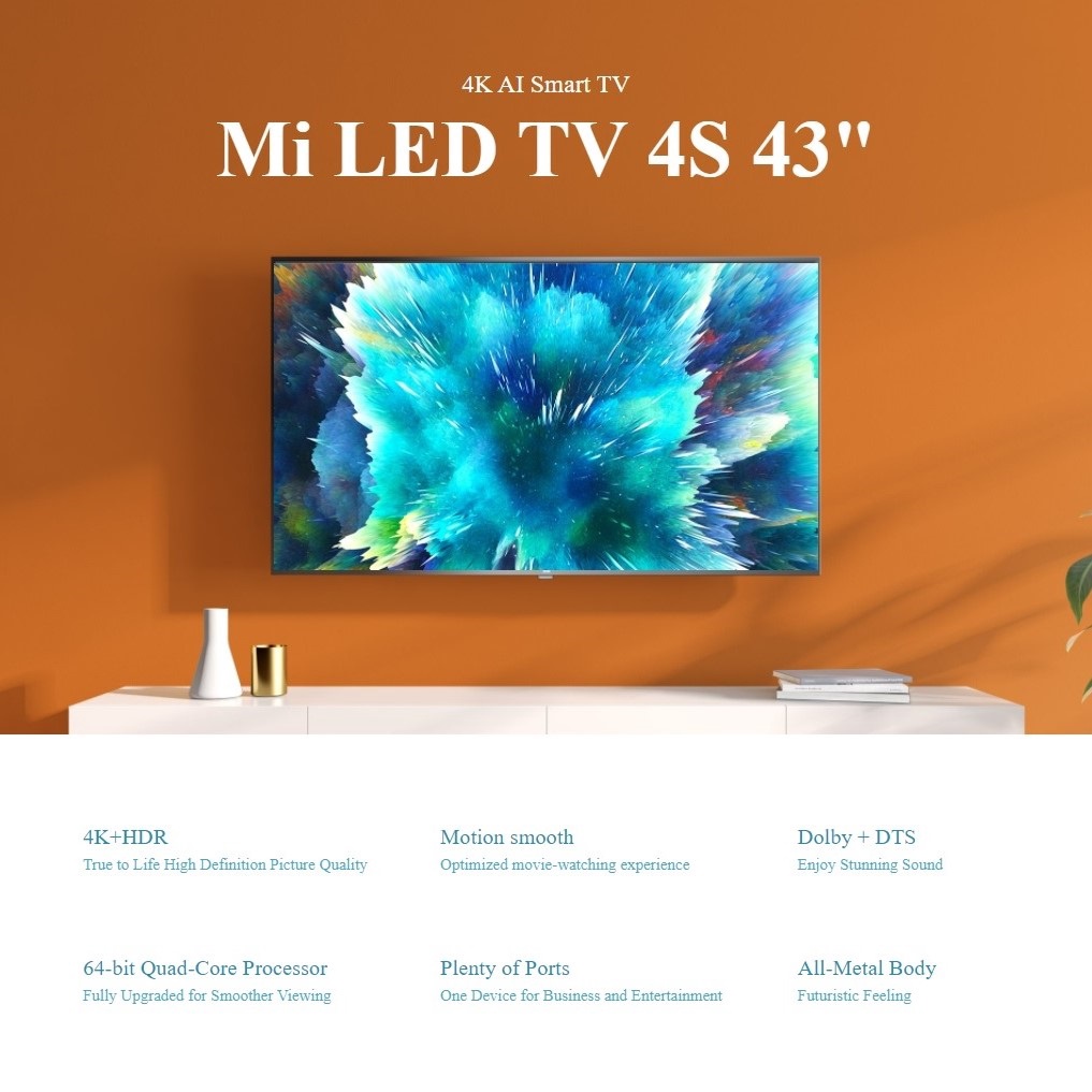 [Global Version] Xiaomi LED TV 4S 43 inch > Smart Android Television ...