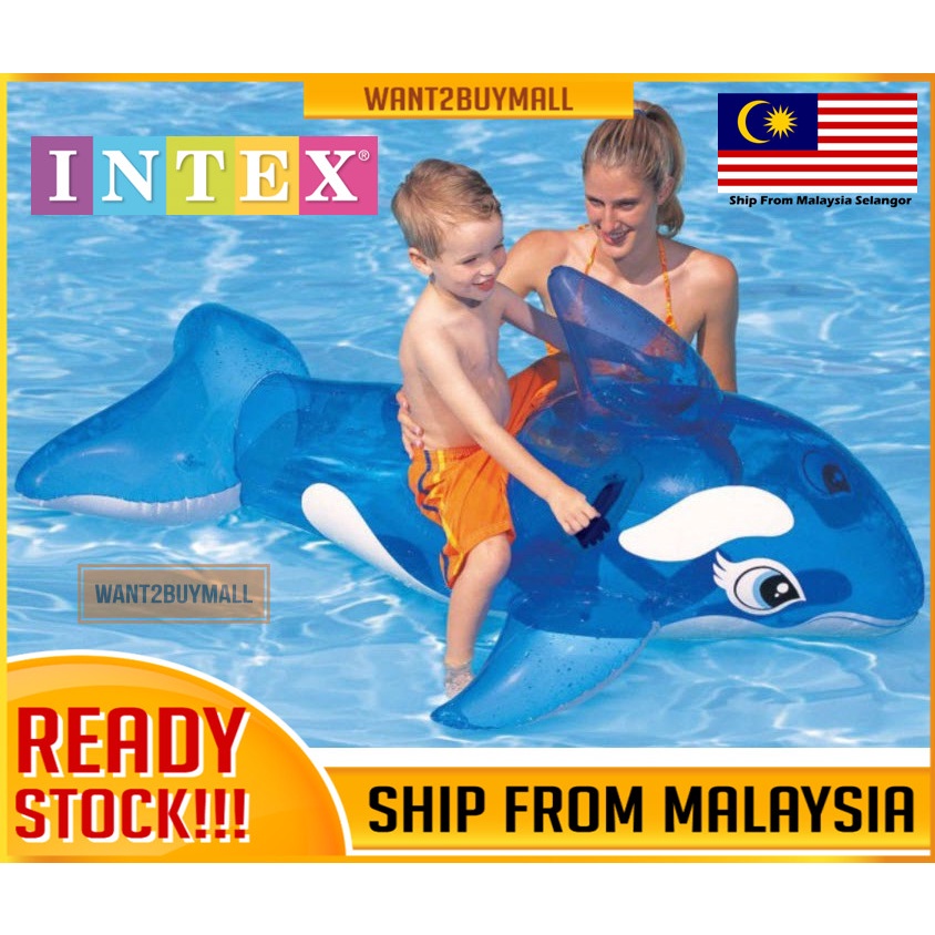INTEX 58523 Inflatable Toy Swimming Pool Ring Swimming Float Blue Whale ...