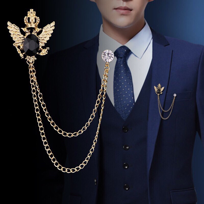 Wing-shaped men's vest pin with strap, men's vest lapel pin | Shopee ...