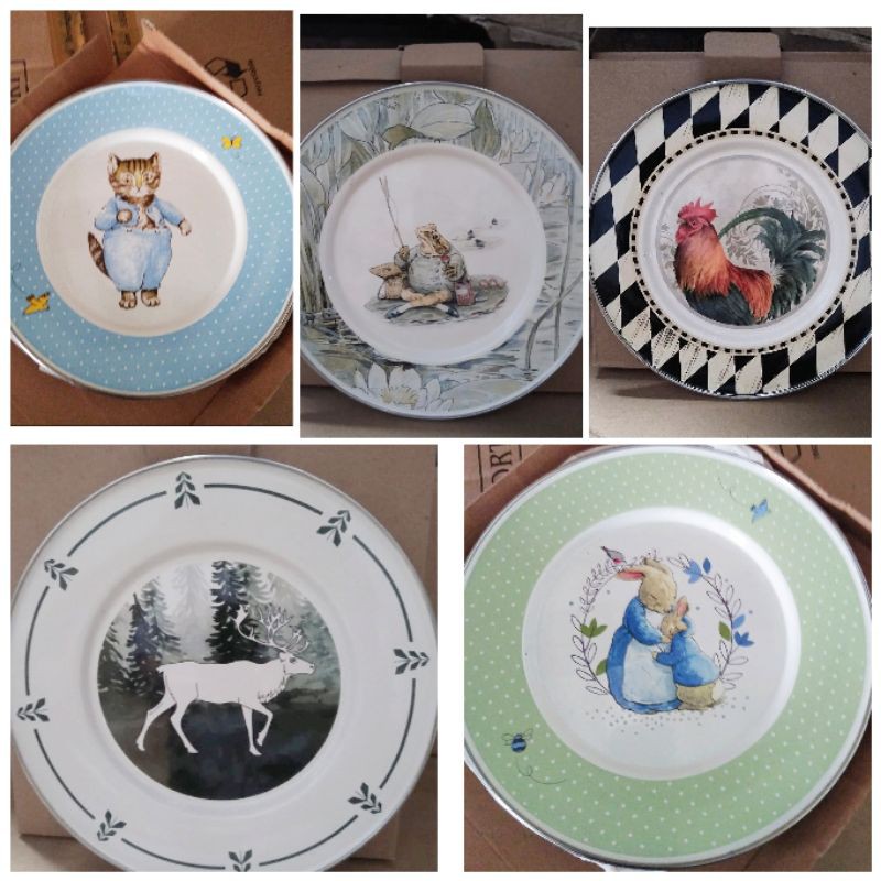 22cm Golden Rabbit Enamel Plate | Shopee Malaysia