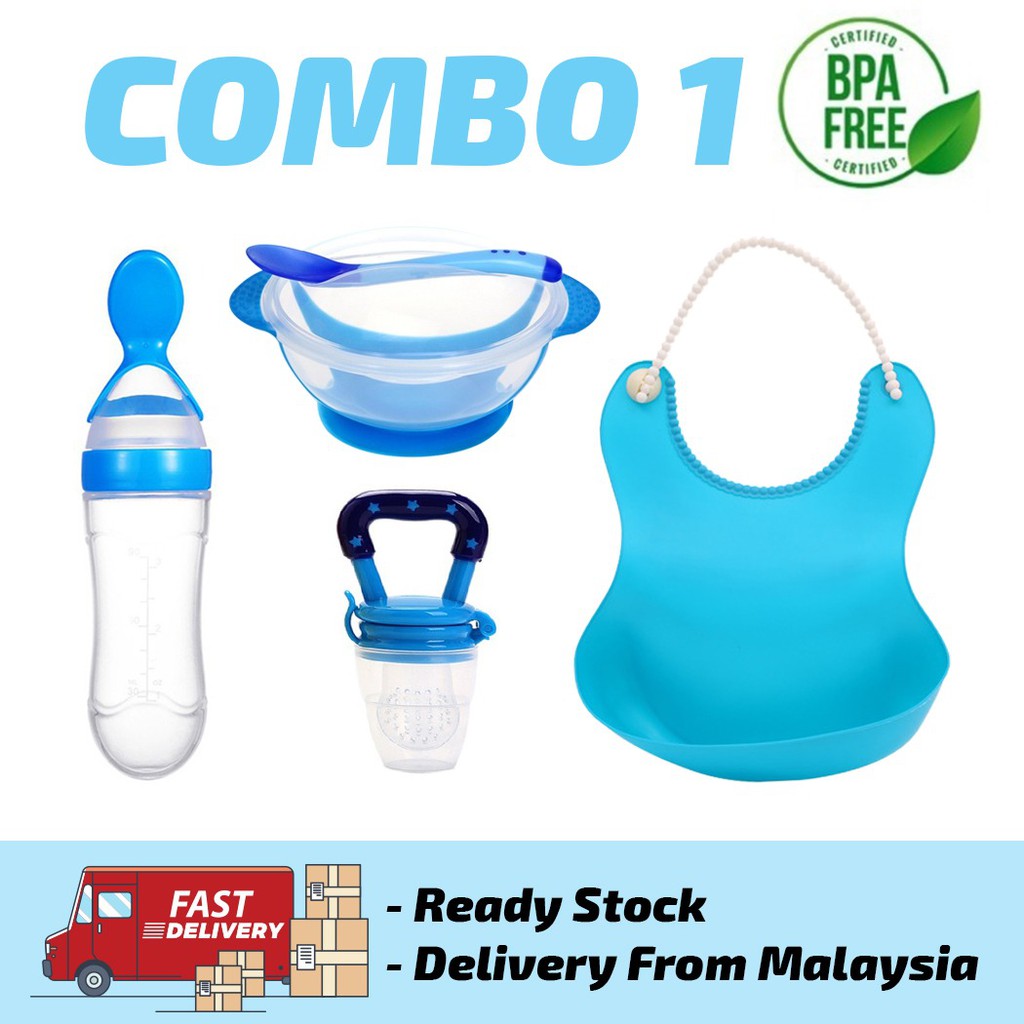 Combo 4 In 1 Baby Eating Bowl Set Feeder Feeding set Pinggan Makan Bayi ...
