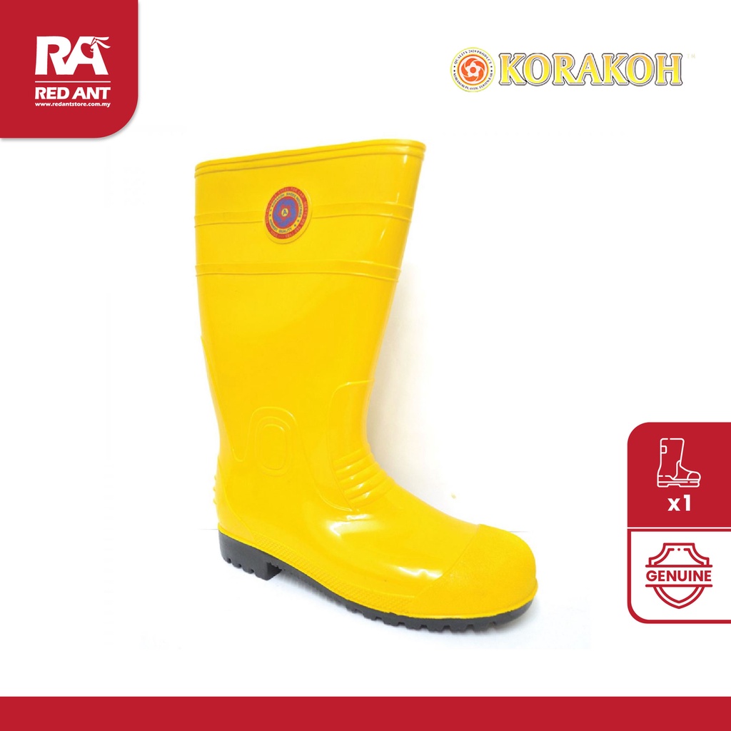 KORAKOH 8000 YELLOW RUBBER BOOT (STEEL TOE CAP WITH SOCK)/ PCK BOOT/ KNEE BOOT/ HIGHCUT SHOES ...