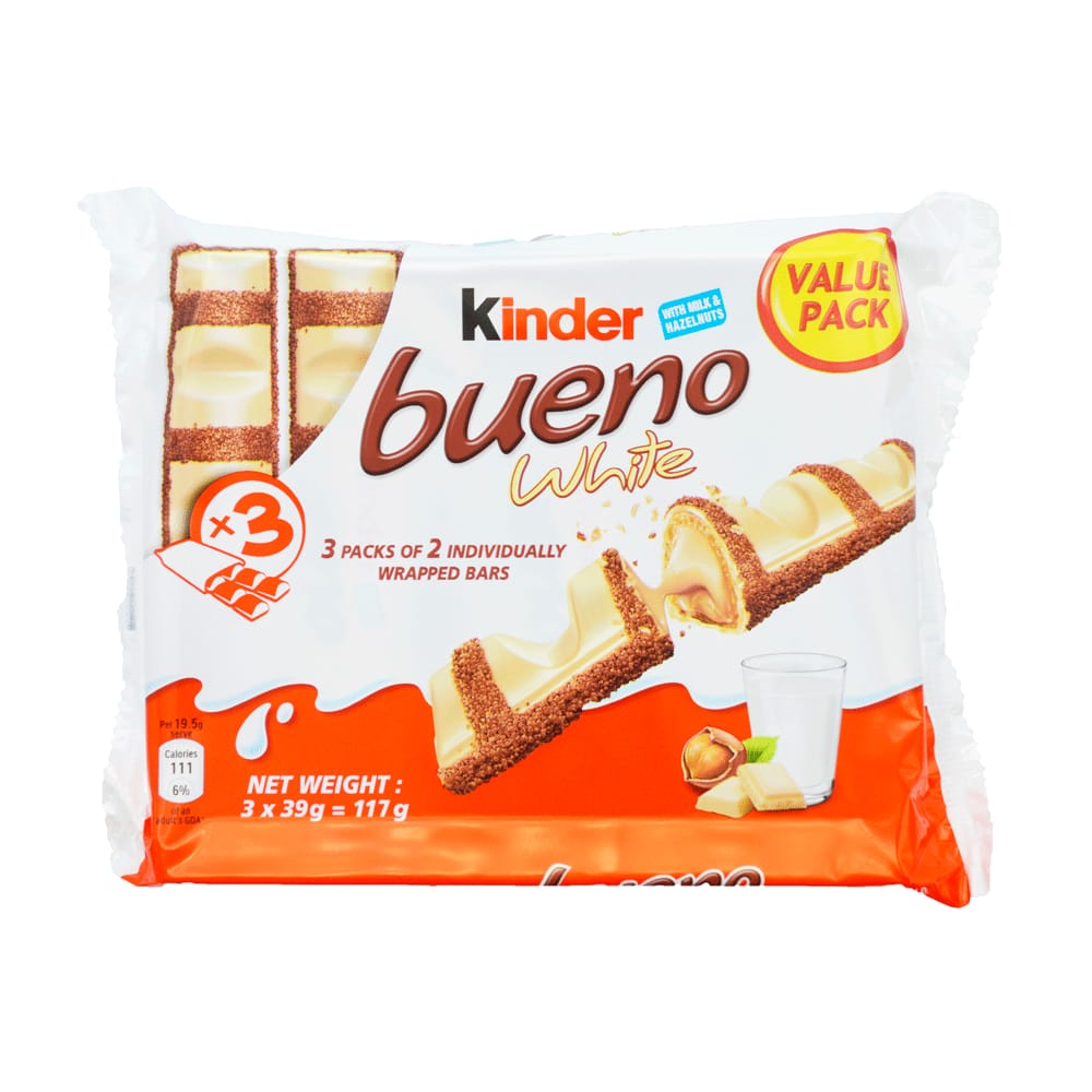 Kinder Beuno White /Milk And Hazelnuts Chocolate Bars Value Packs (3s x ...
