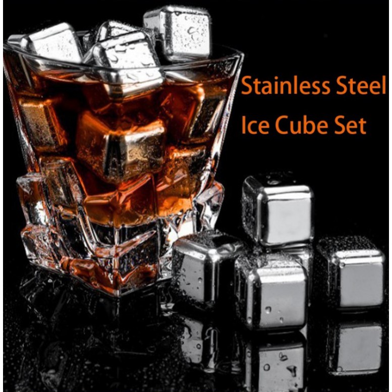 Stainless Steel Ice Cube Set with tongs SS304 Food Grade Reusable Ice ...