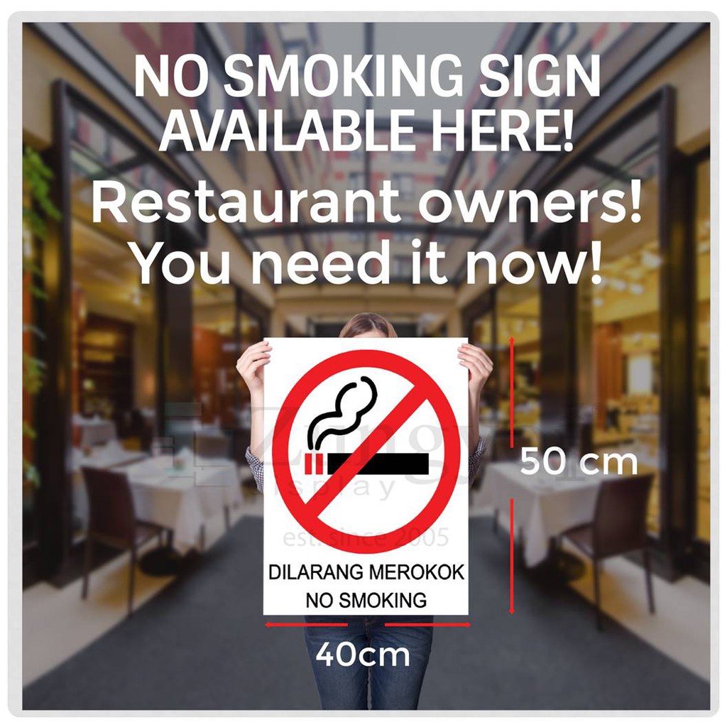 Dilarang Merokok Sign No Smooking Signage 400 MM X 500 MM X 3mm Board ...
