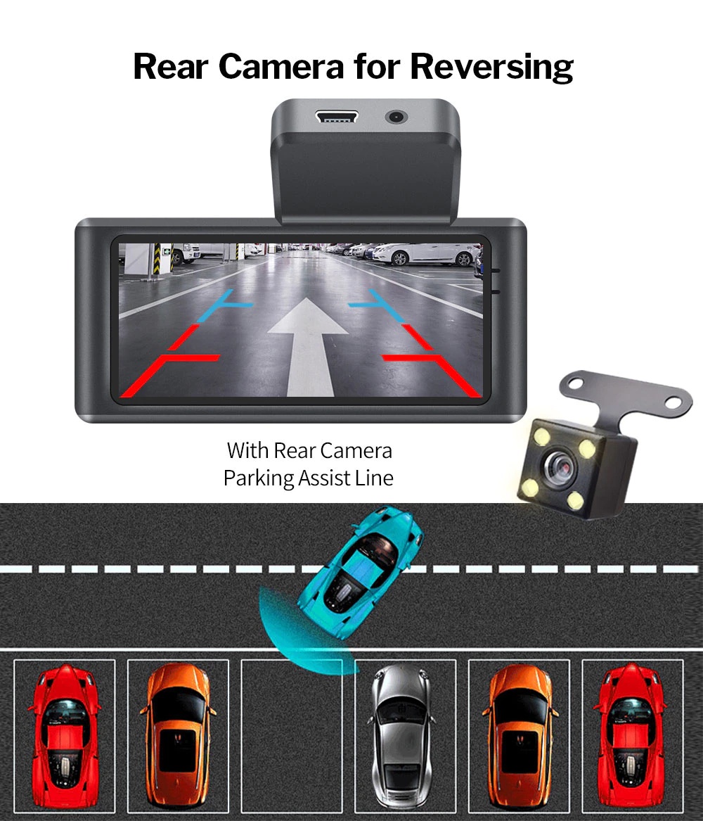 GOQ T711 Wifi Car Camera Recorder (Front and Back) Dual Lens Dashcam Video Cam Night Vision ...