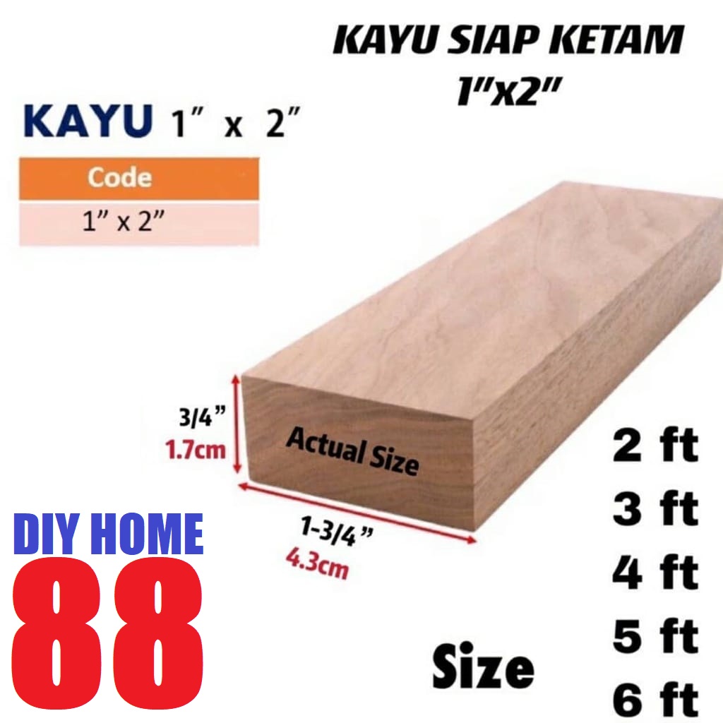 1”x2” (1.7cmx4.3cm) Kayu Ketam / Kayu Perabot / Batang Kayu ketam Siap ...