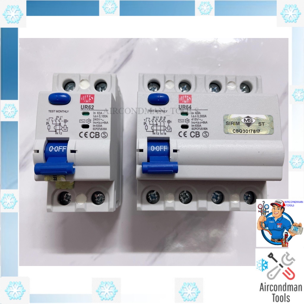 ( sirim approved ) UMS elcb single phase / three phase RCCB 63a 40a 2pole 4pole RESIDUAL CURRENT ...
