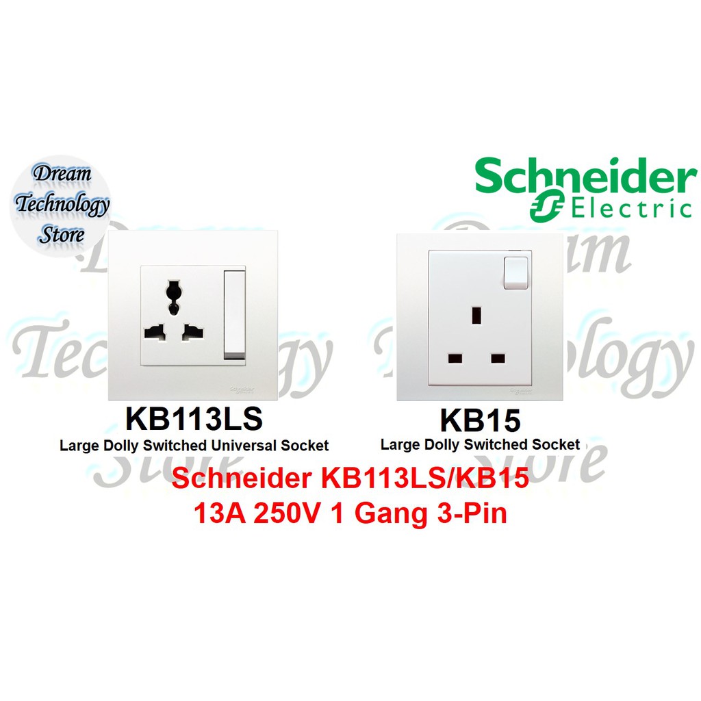 Schneider Universal Socket & Switch Socket 13A 250V 1 Gang 3-Pin ...