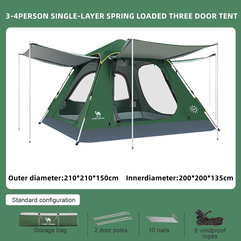 CAMEL CROWN Outdoor 3-4 People Camping Picnic Automatic Stretch Tent ...