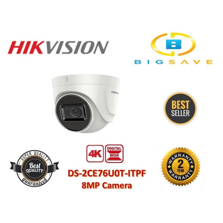 HIKVISION 8MP DS-2CE76U0T-ITPF FULL HD 4K FIXED IR DOME INDOOR CAMERA (3.6MM) | Shopee Malaysia