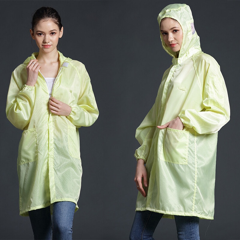 Esd Smock Round Neck with Zip Hooded Design Antistatic Ppe Gown ...