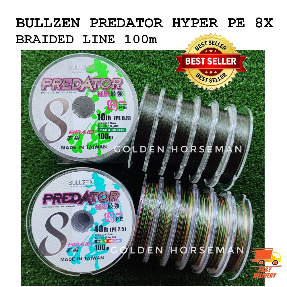 🔥🆂🅰🅻🅴🔥 BULLZEN PREDATOR X8 SUPER FINE HYPER PE BRAIDED LINE 100m | Shopee Malaysia