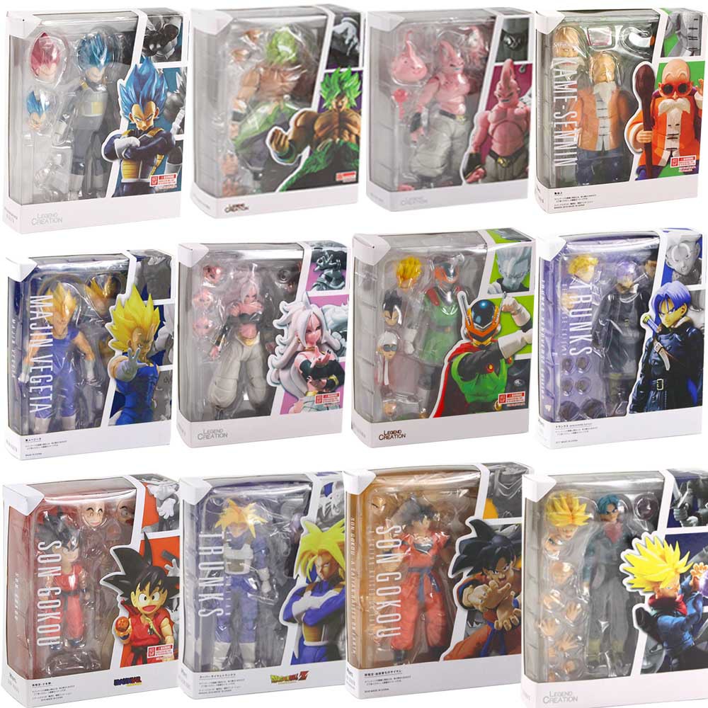 Anime Dragon Ball Action Figures SHF Son Goku Broli Vegeta Buu Master ...