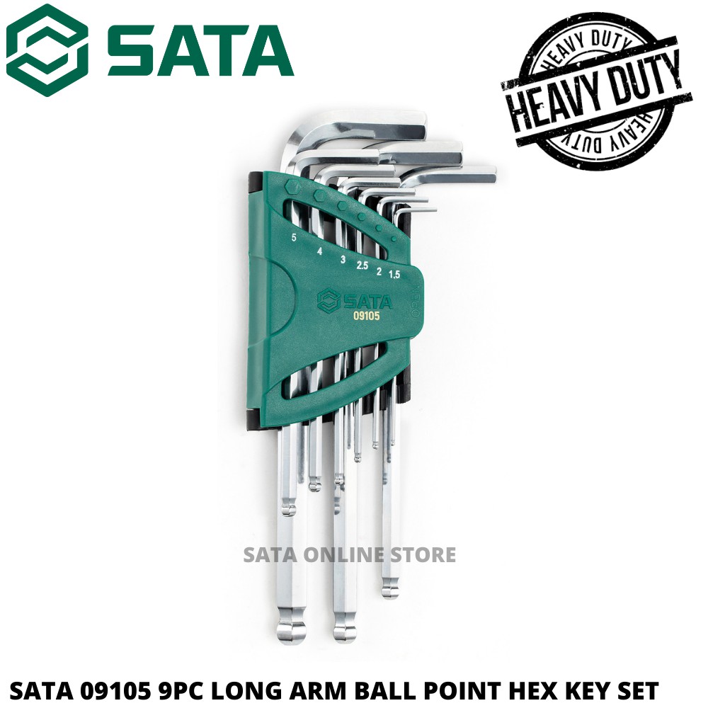 SATA 09105 9PCS LONG ARM BALL POINT HEX KEY SET / SATA HEX KEY / ALLEN ...