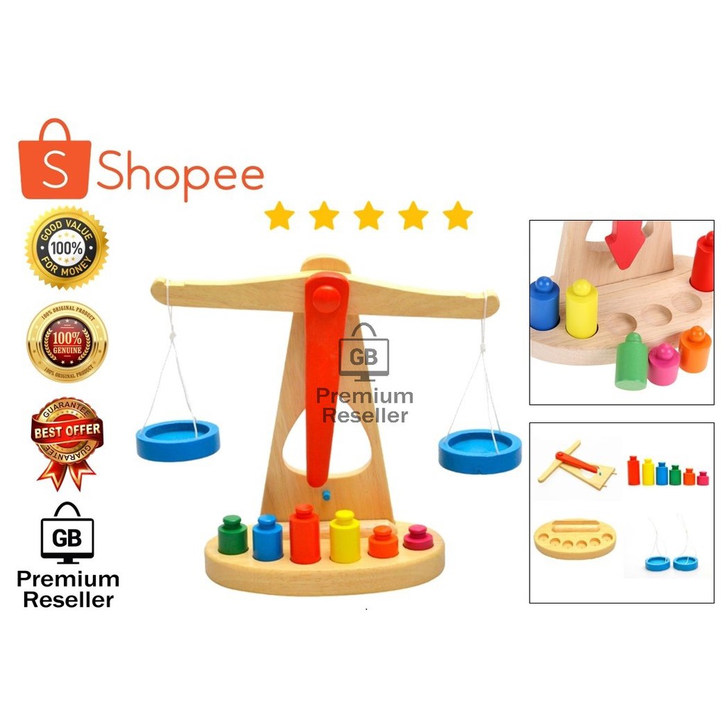 GB-STORE 100%[ORIGINAL] Wooden Balance Match Weight Game Educational ...