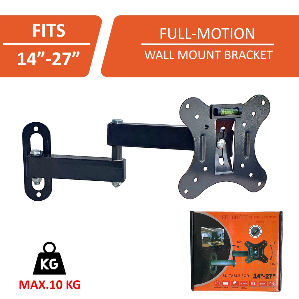 Universal 14"-27" F03 Full Motion Single Arm Flat TV LCD LED Adjustable Wall Mounts Bracket ...