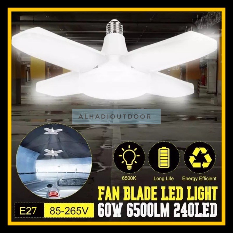 E27 Fan Blade LED Light Bulb 60W 4 Blade 3 Blade Folding Garage Lamp ...