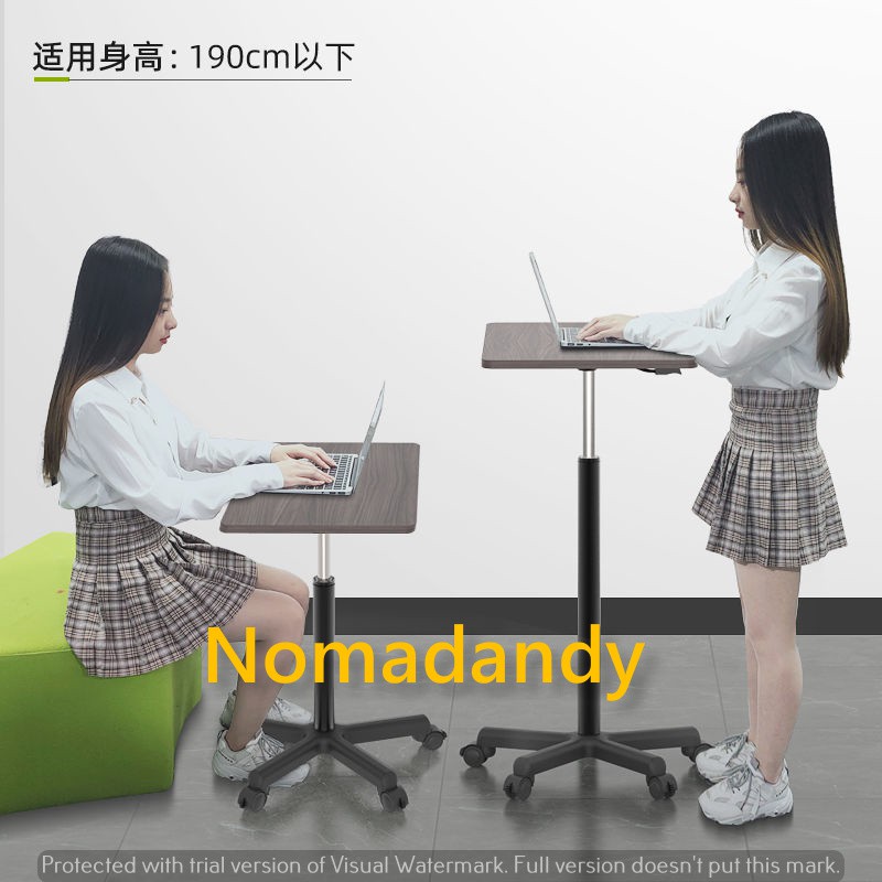 Height Adjustable Small Desk Movable Wheel Table for Laptop Sit Stand ...