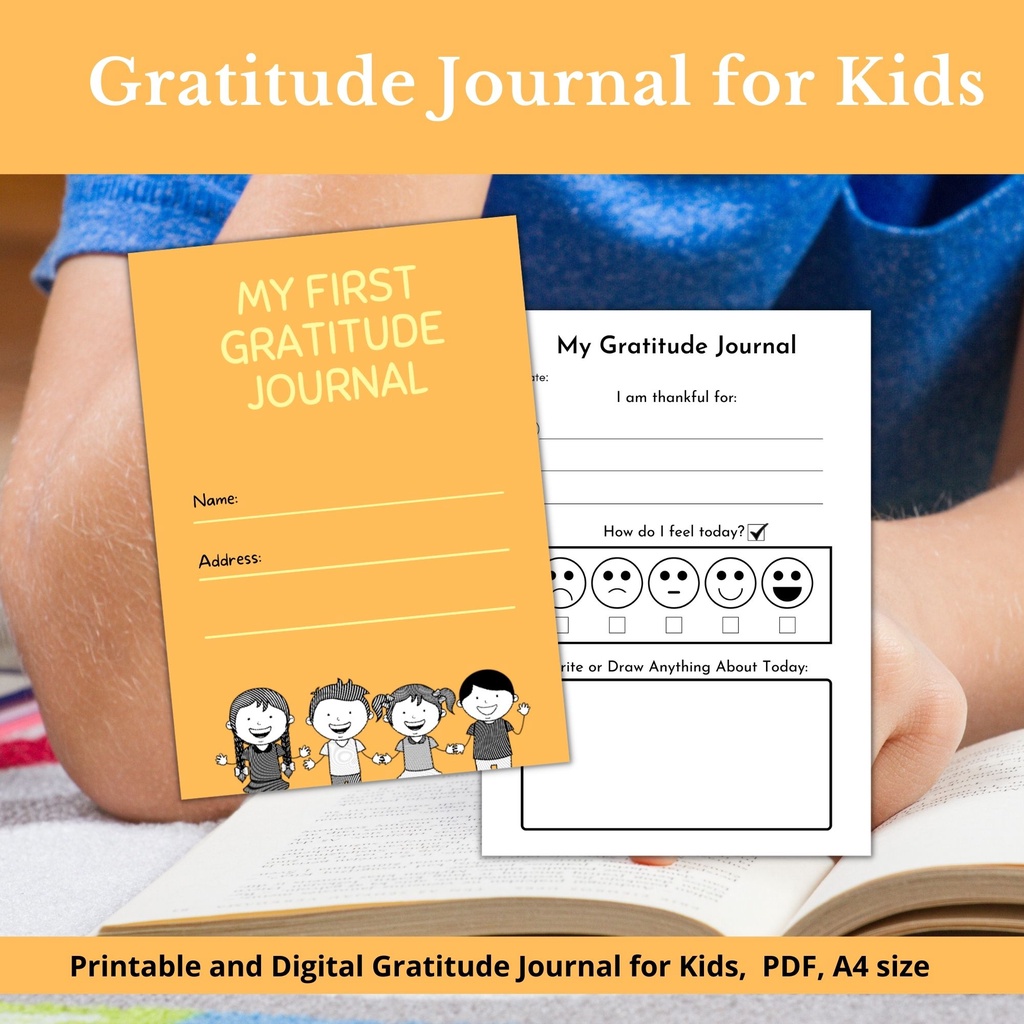 Gratitude Journal for Kids, Printable PDF and Digital Planner, A4 size ...