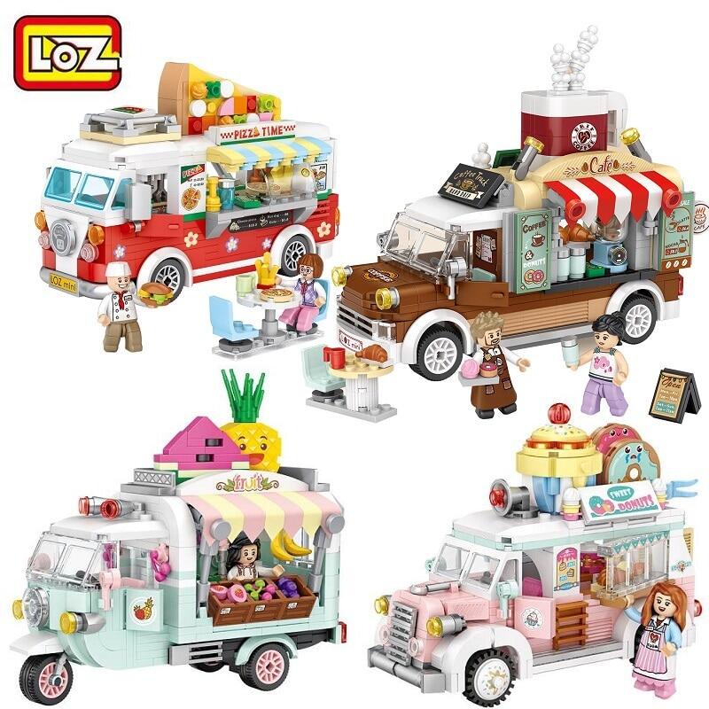 LOZ MINI Blocks City Street Gourmet Truck 1737 Fruits / 1738 Ice Cream ...
