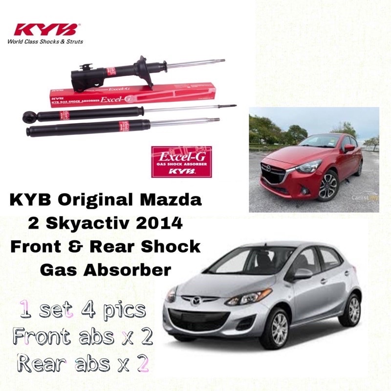 Mazda 2 Skyactiv ( 2014 ) KYB Original Front & Rear Gas Shock Absorber ...
