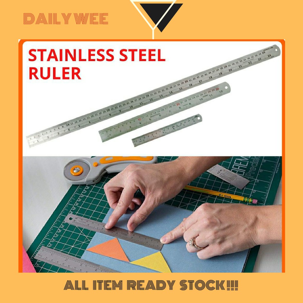 Pembaris Besi Panjang Stainless Steel Ruler Pembaris Sekolah Stationery ...