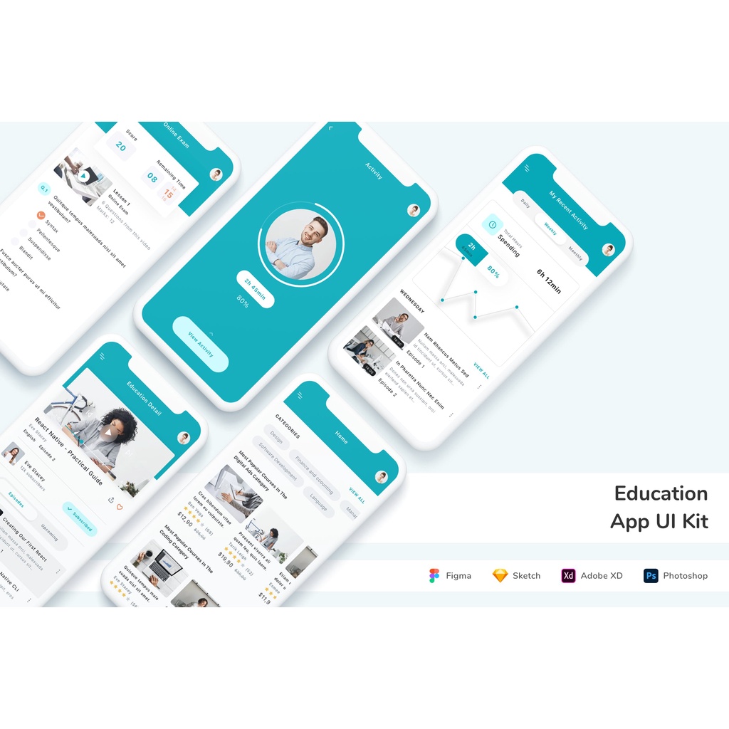 Education App UI Kit - Sqtemp/UI Elements/ Sketch/ Figma / Adobe XD ...