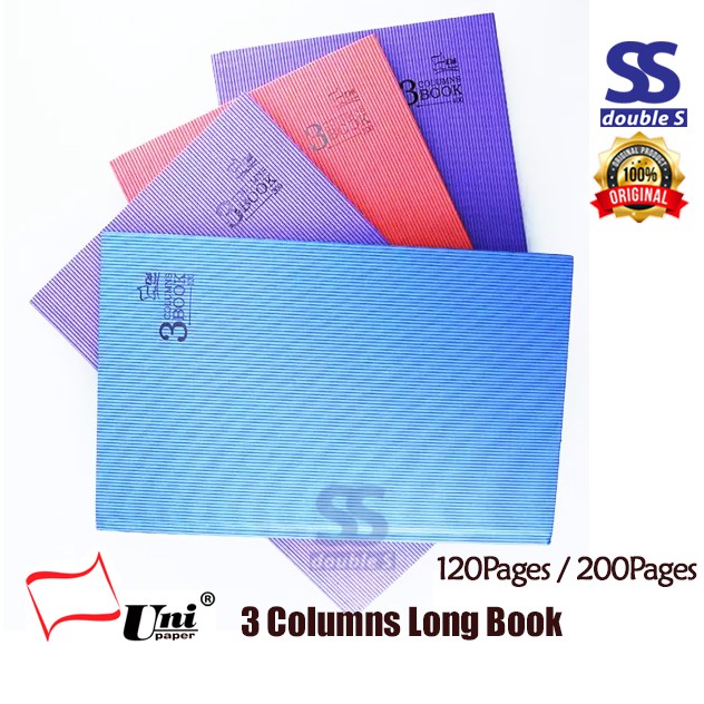 Uni Paper 3 Columns F4 Foolscap Hard Cover Book/120Pages/200Pages ...